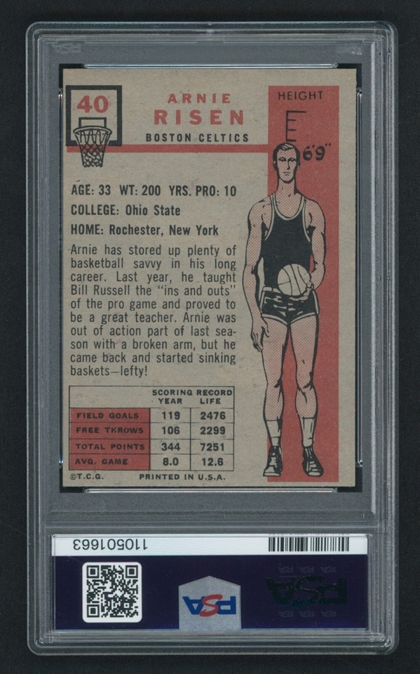 1957 Topps #40 Arnie Risen PSA 8(OC) NM-MT | eBay
