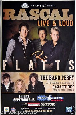 RASCAL FLATTS /THE BAND PERRY 2013 SAN DIEGO CONCERT TOUR POSTER ...