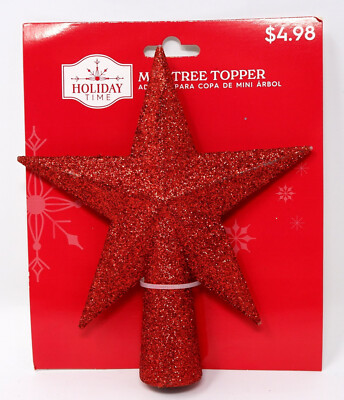 HOLIDAY TIME 1G180190 RED GLITTER MINI TREE TOPPER 5" - NEW! | eBay