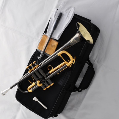 TOP Black Nickel Gold Bell Trumpet 4-7/8" Horn Engraving Free 2 ...