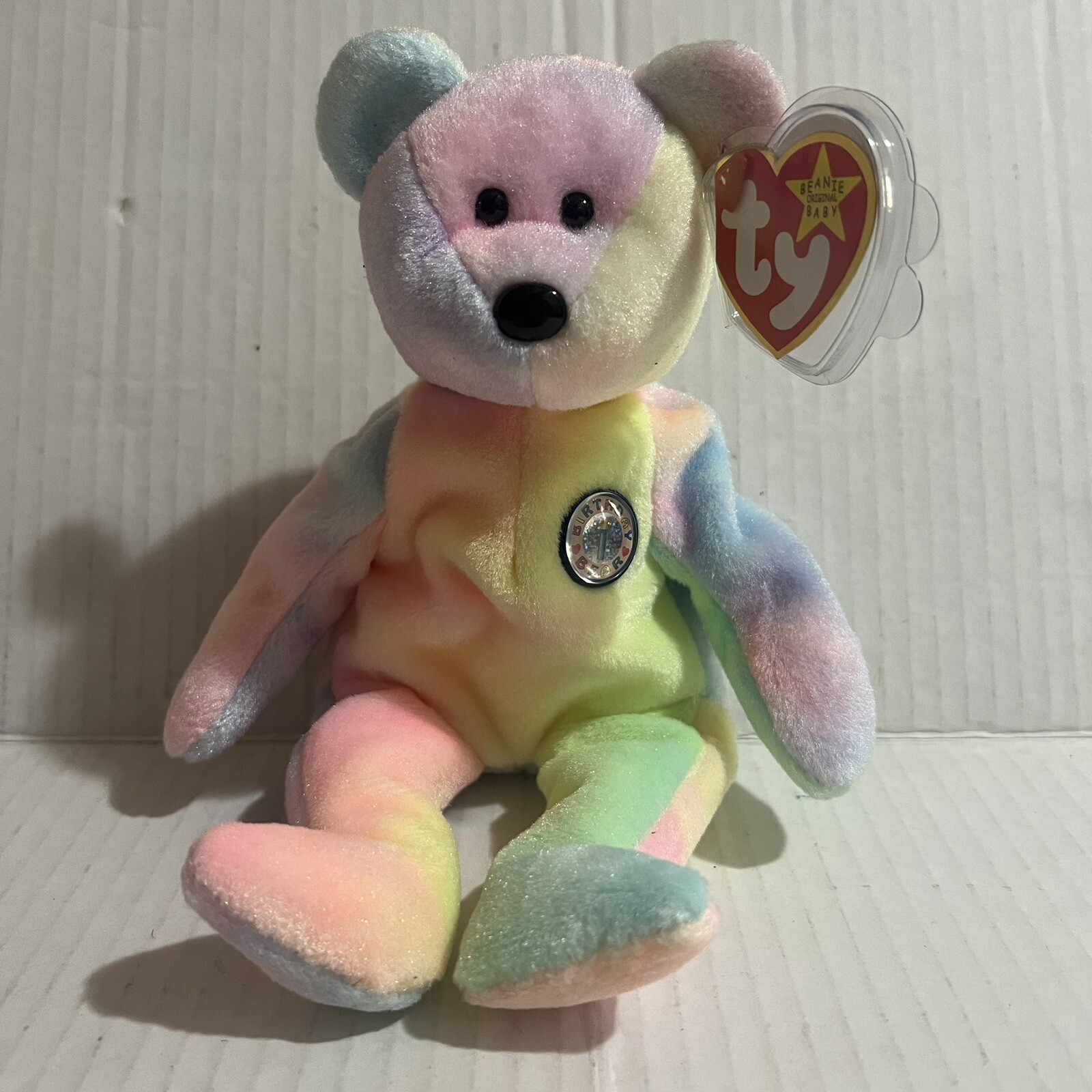 TY Beanie Baby Birthday Bear Tie Dye BB Stuffed Animal Plush Kids Toy ...