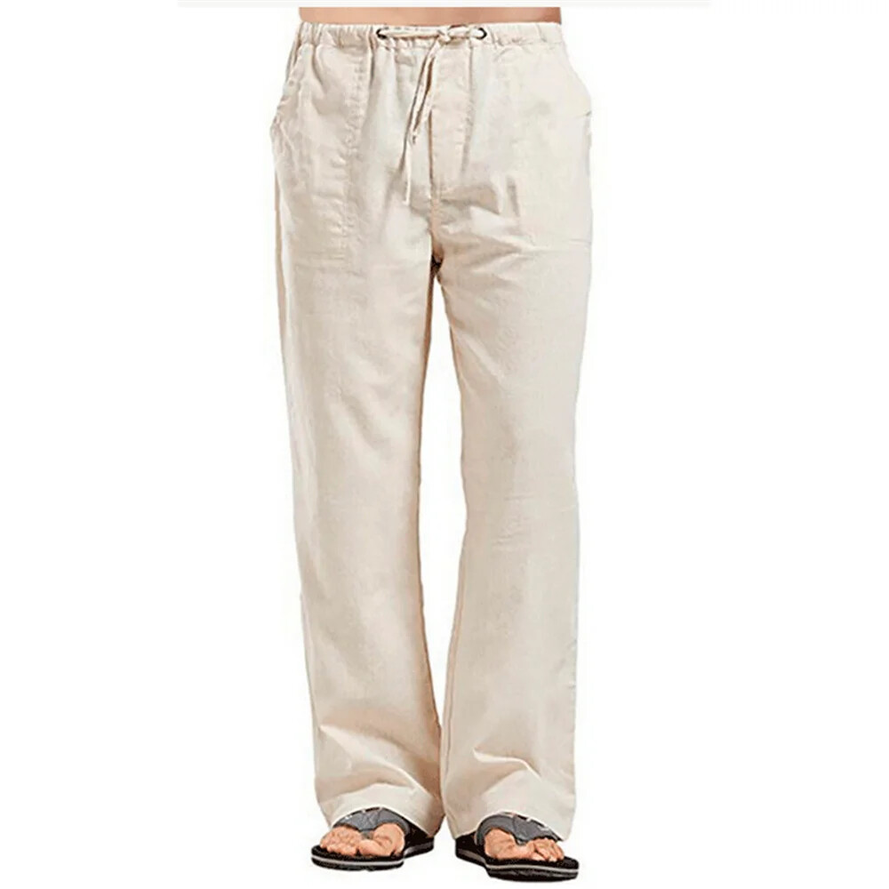 Colorful Linen Pants Men New Cotton Linen Pants Men Fashion Sunflower