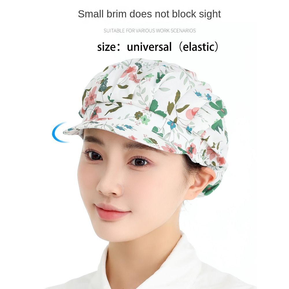 with Brim Chef Cap Flowers Printed Sanitary Cap Work Headband Work ...
