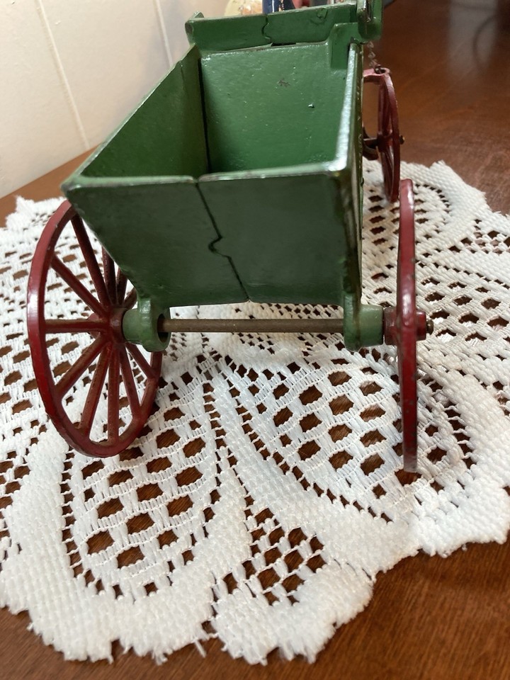 Original Vintage Kenton Cast Iron Toy Sand & Gravel Dump Wagon 2 Horses ...
