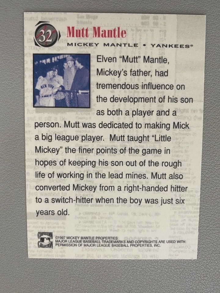 1997 Score Board Shoe Box Collection Mickey Mantle Mutt #32 HOF YANKEES ...