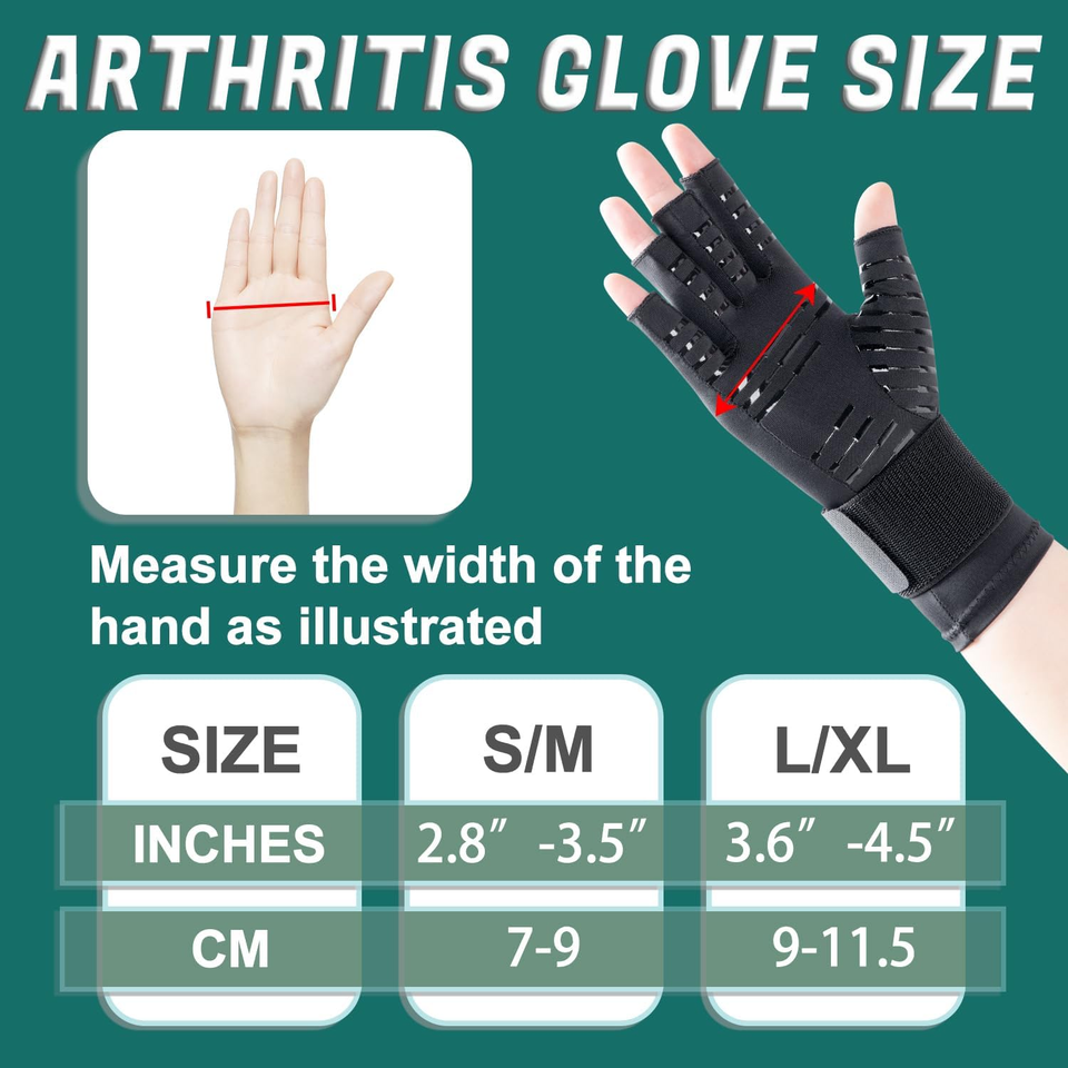 Dr.Welland Medical Arthritis Gloves with Strap, Best Open Finger Glove ...