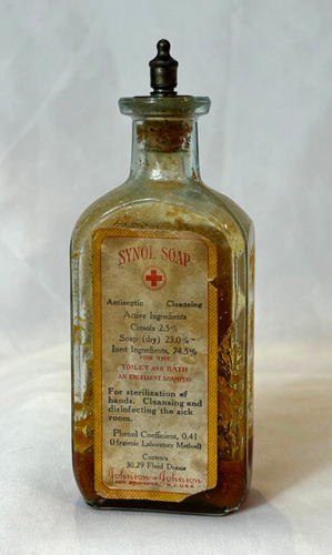 Vtg Johnson & Johnson Synol Soap Bottle Antiseptic Cleaning 30.29 Fluid ...