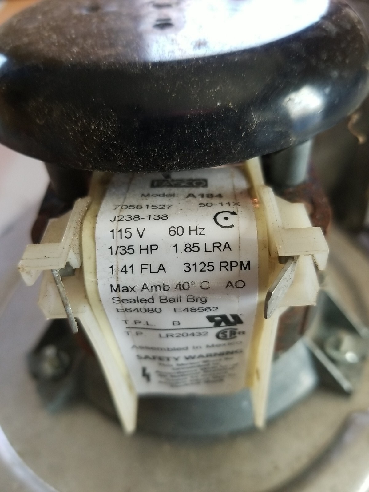 A184 FASCO 7058-1527 FURNACE DRAFT INDUCER MOTOR GOOD GUARANTEED #27 ...