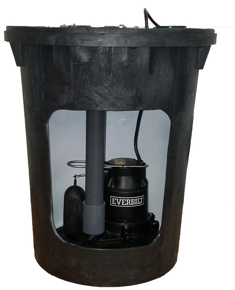 Everbilt Pre Plumbed Sump Pump System Water Plumbing Basement Drainage ...