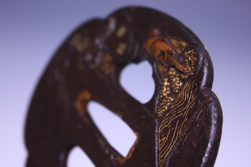 Japan Antique Edo Kinko tsuba 劉備図 katana sword koshirae Nihonto samurai ...