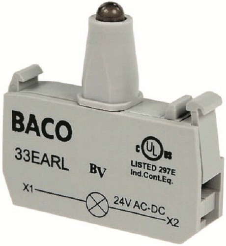 BACO LIGHT BLOCK WITH INTEGRAL LED Screw Terminal GREEN - 24V, 130V Or ...