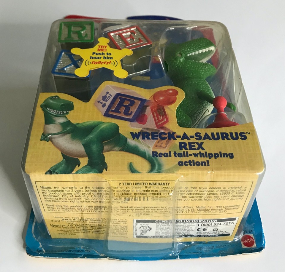 1999 Mattel Pixar Toy Story 2 WRECK-A-SAURUS REX Silver Blocks SOUND ...