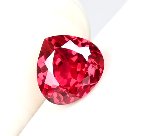 3.40 Ct Natural Mozambique Blood Red Ruby Pear Certified Flawless Loose ...