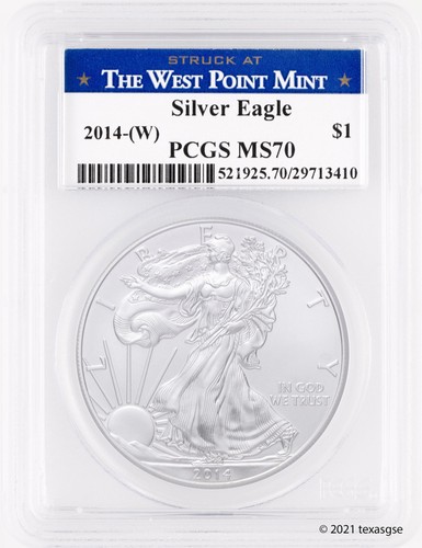 2014-W $1 American Silver Eagle PCGS MS70 - West Point Label | eBay