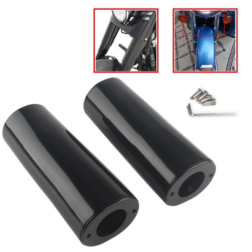 Black Smooth 2" Extended Fork Slider Covers For Harley FLT/FLHT 99-13 ...