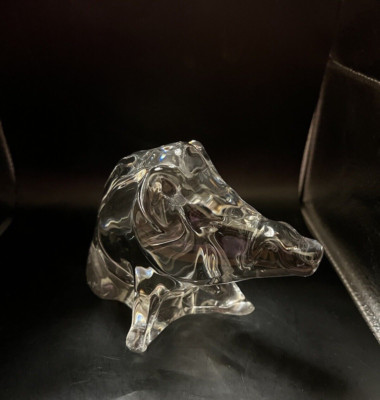 Baccarat Crystal Large Razorback WILD BOAR Warthog Figurine small chip ...