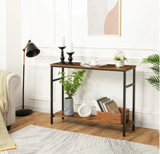 6 Industrial Console Table Hiba Folding Oak & Metal Console/table