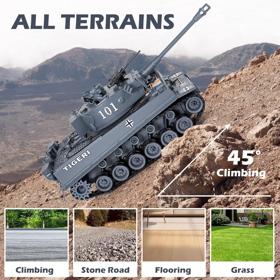 1:18 Remote Control Tank, German Tiger I RC Tank Battle Army Military ...