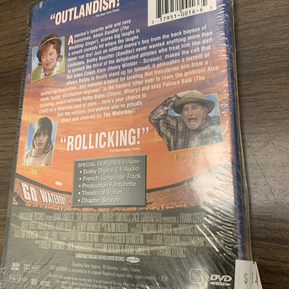 THE WATERBOY DVD MOVIE, ADAM SANDLER, KATHY BATES, HENRY WINKLER, JERRY ...