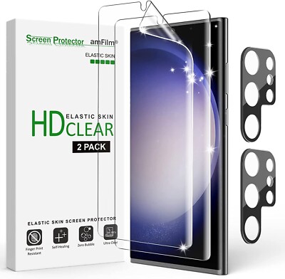 (2+2 pack) amFilm Elastic Skin for S23 Ultra TPU Screen & Camera Lens ...