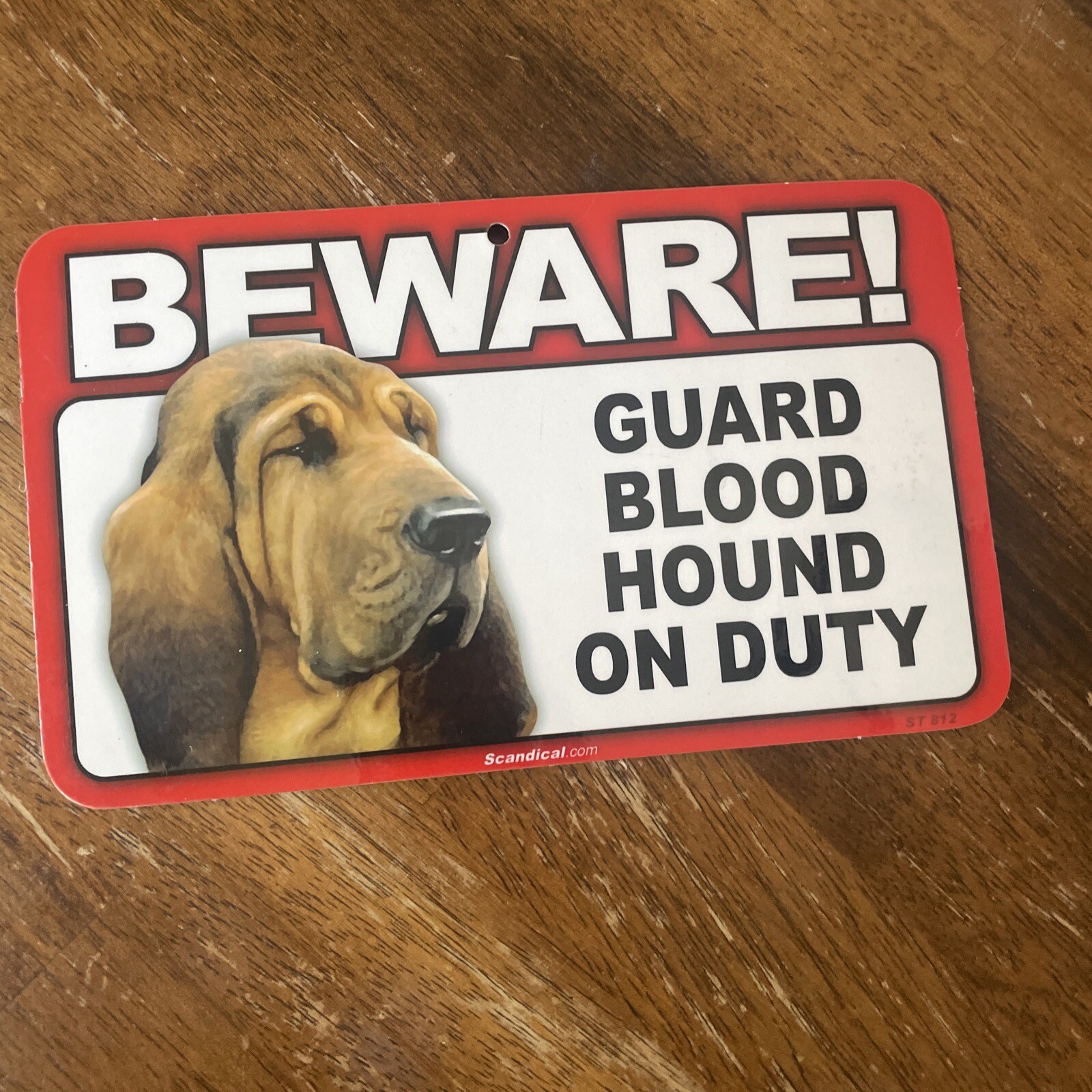 BEWARE GUARD BLOODHOUND ON DUTY 5" X 8" HANGABLE PLASTIC SIGN NEW | eBay