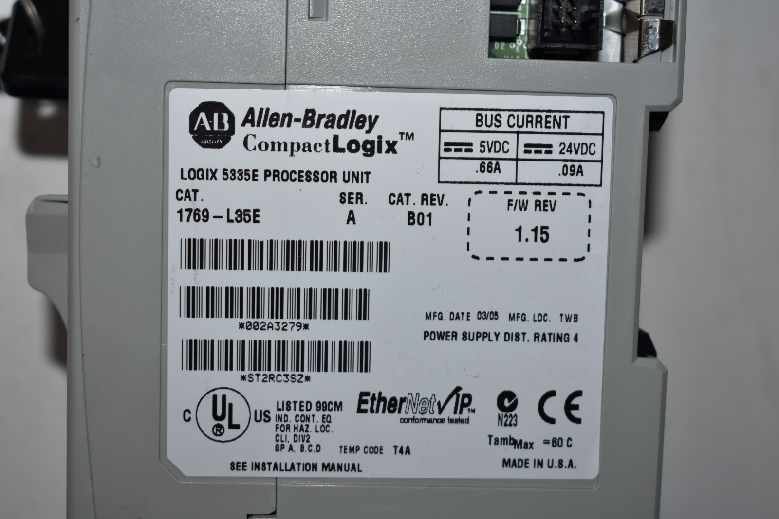 1769-L35E ALLEN BRADLEY COMPACTLOGIX CONTROLLER SER A | eBay