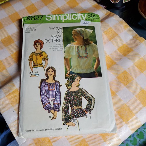 Vintage 1971 simplicity peasant blouse pattern size medium | eBay