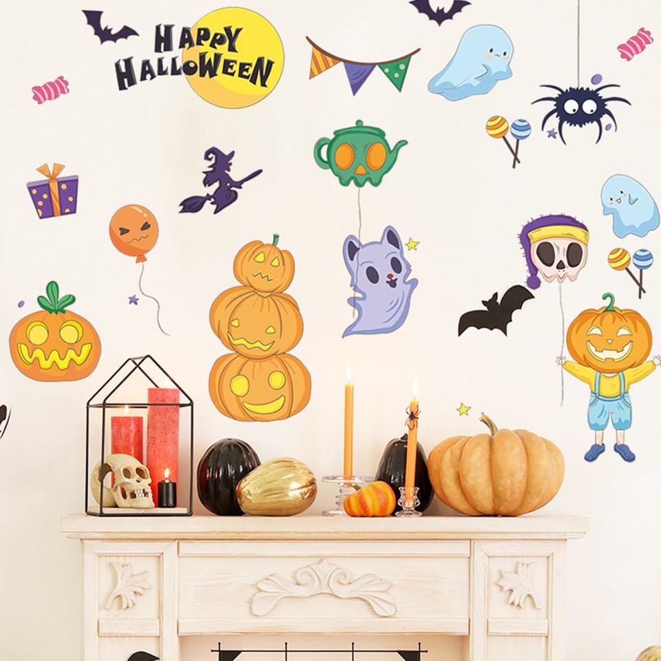 Cartoon Halloween Sticker Home Decor Decal Window Decorations Stickers ...