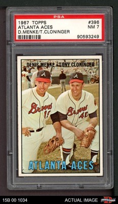 1967 Topps #396 Denis Menke / Tony Cloninger Atlanta Aces Braves PSA 7 ...