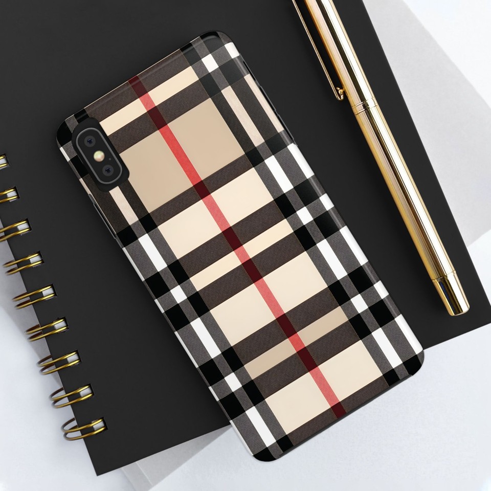 Plaid Phone Case for Samsung Galaxy S24 S23 S22 S21 & iPhone 15 Tan Black Red | eBay