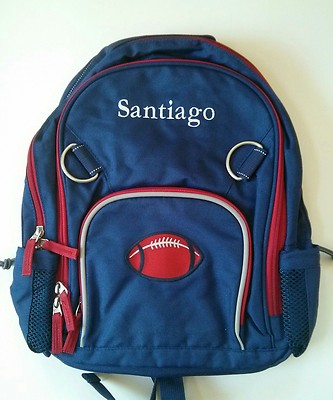 Pottery Barn Kids Small Fairfax Blue Red Football Backpack w/ name ...