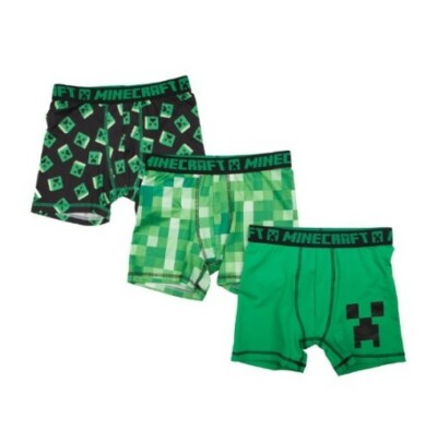 Minecraft Creepers, Boys Underwear, 3 Pack Poly Boxer Briefs, Size 6 ...