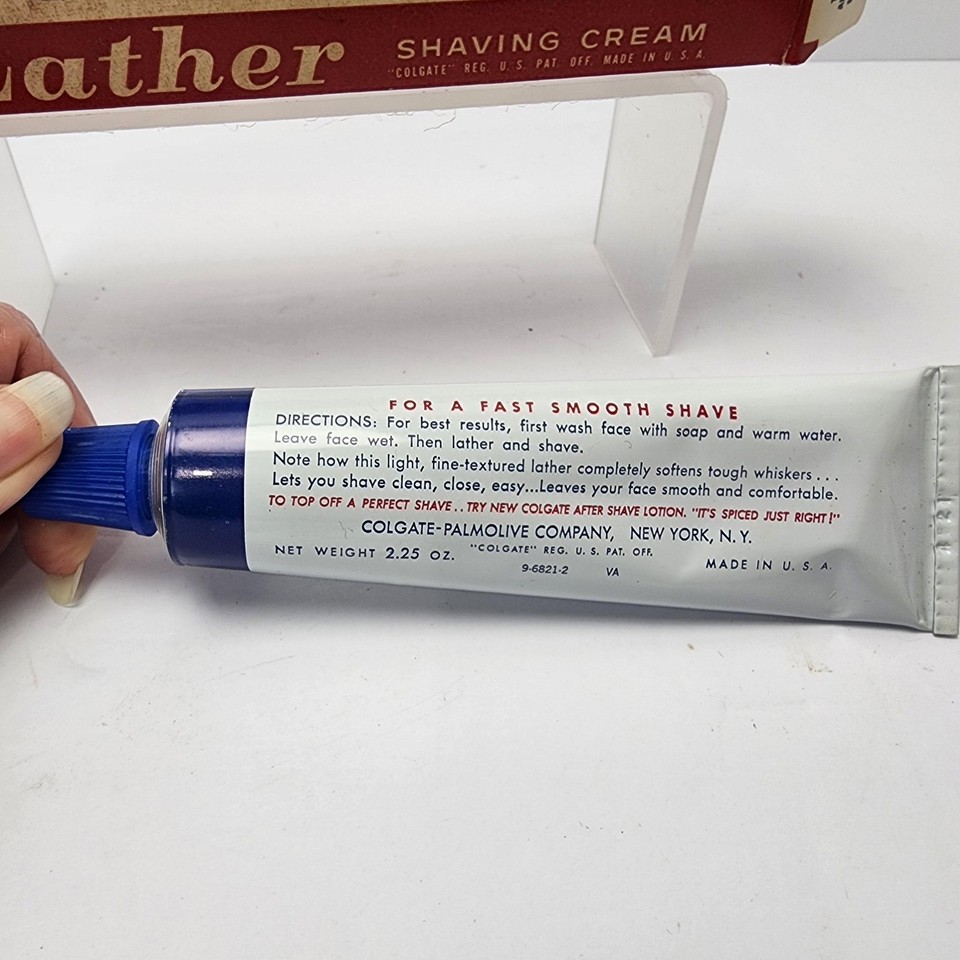 NOS Vintage Colgate Lather Shaving Cream Large 2.25 oz Box Made USA ...
