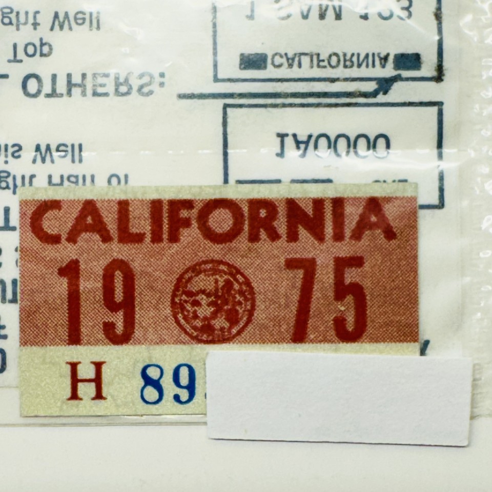 NOS 1975 California License Plate Year validation Sticker | eBay