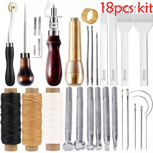 Vintage Leather Craft Tools Kit Stitching Sewing Beveler Punch Working ...