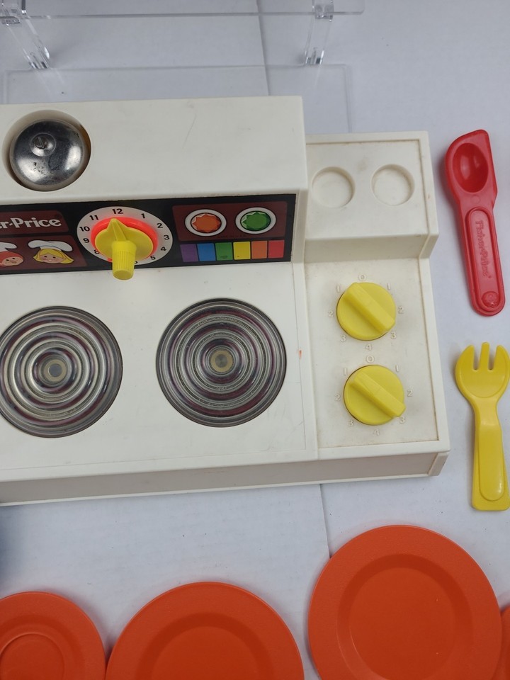 VINTAGE 1Fisher Price Food Fun With Crisco Stove Baking Set Red Yellow Blue 1986 | eBay