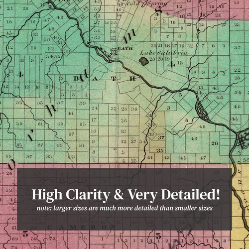 Old Map of Steuben County, NY 1829 - Vintage New York Art | eBay