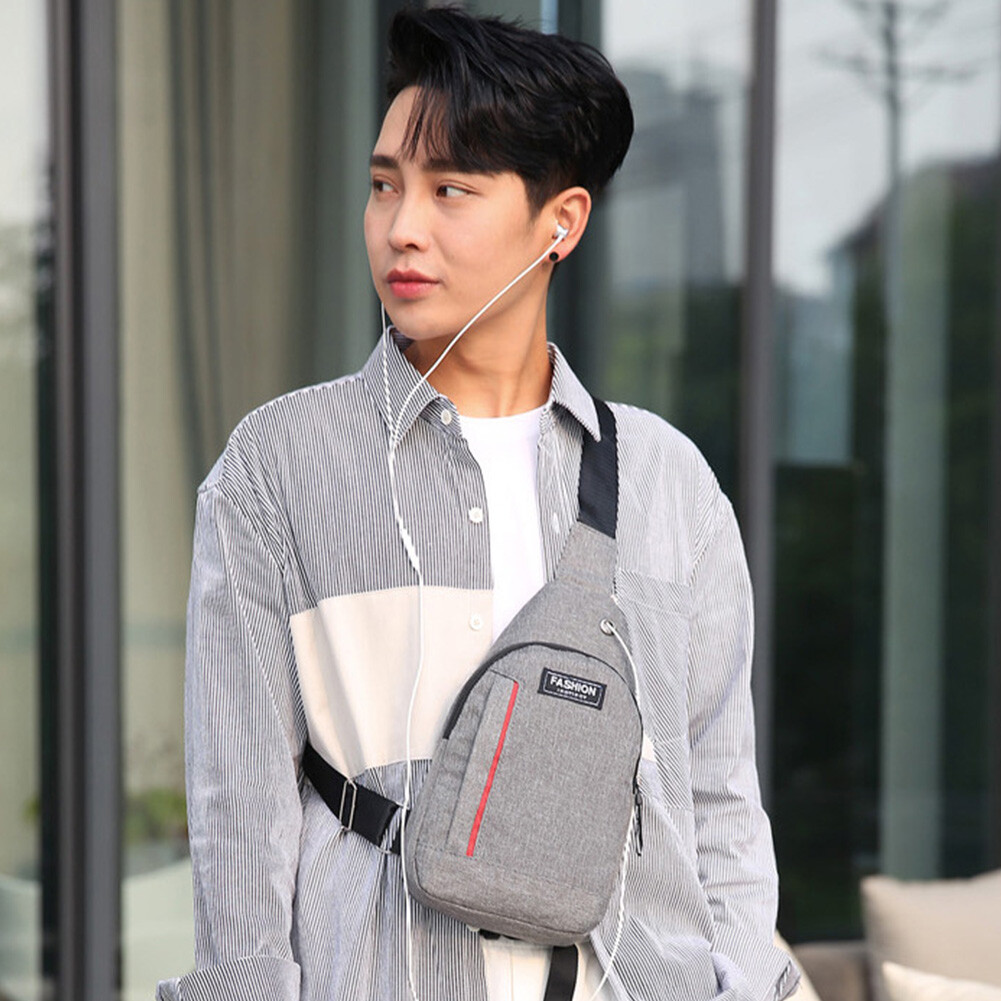 Men Sling Bags Adjustable Shoulder Strap Chest Bags Soft Canvas Outdoor ...