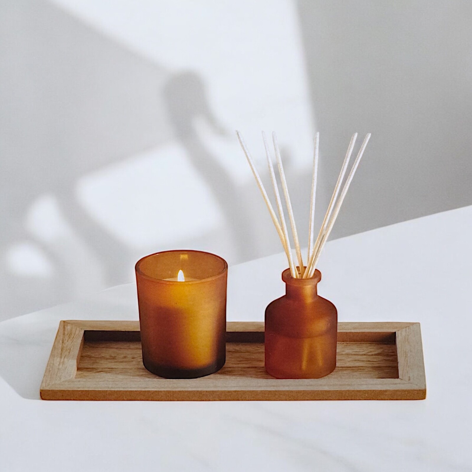 Decorative Fragrance Reed Diffuser & Scented Candle Set With Wooden ...