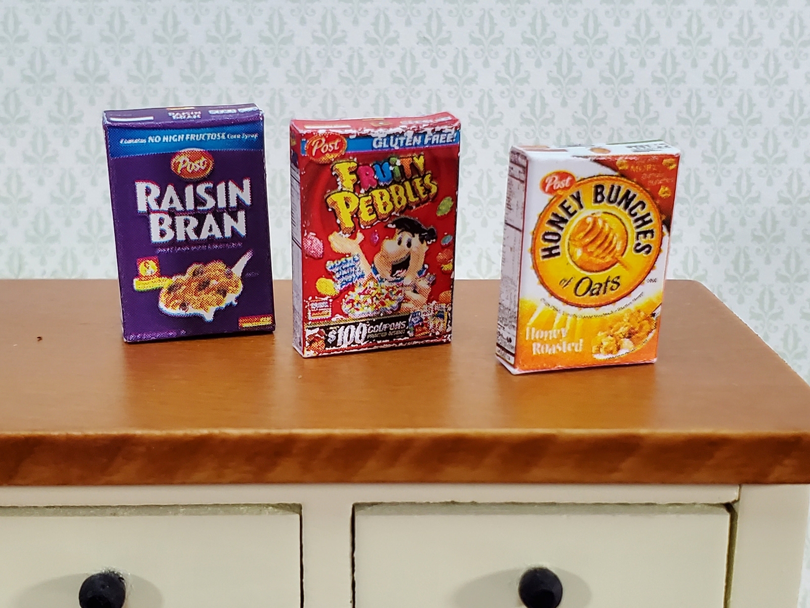 Dollhouse Miniature Cereal Boxes x3 Pebbles Honey Bunches of Oats 1:12 ...