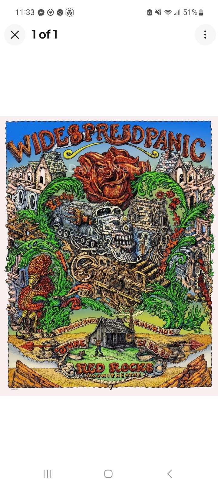 Widespread Panic Red Rocks Poster David Welker 2024 Sold Out | eBay