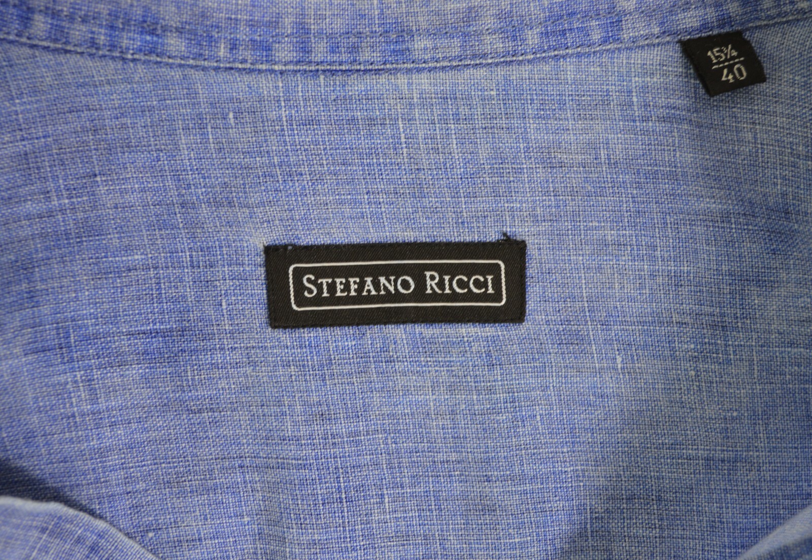 Amazing Men's Stefano Ricci Dress Shirt 40 15.5 Blue 100% Linen ...