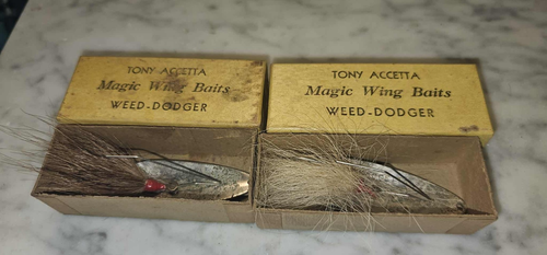 Lot of 2 Vintage Tony Accetta Magic Wing Baits Weed-Dodger Spoons w ...