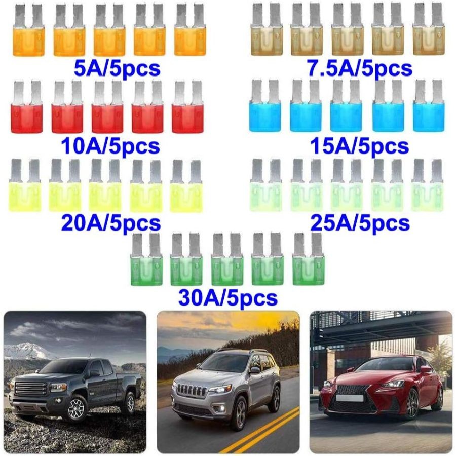 35pcs-fuses 12V-24V Micro2 Automotive Fuse Assortment Pack(5A/7.5A/10A ...
