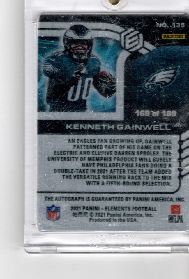 2021 Panini Elements KENNETH GAINWELL RC ON CARD METAL AUTO #169/199 ...
