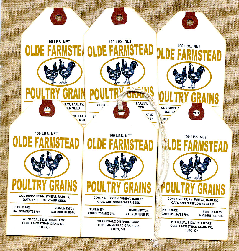 Hang Tags CHICKEN ROOSTER POULTRY GRAINS FEEDSACK TAGS #1255 Gift Tags ...