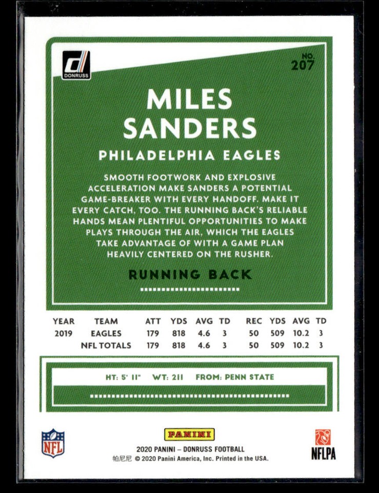 2020 Donruss #207 Miles Sanders card | eBay