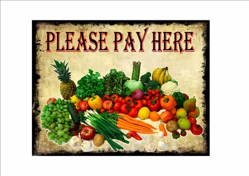 Please Pay Here Greengrocers Pay Here Fruit Sign Metal Vintage Takeaway ...