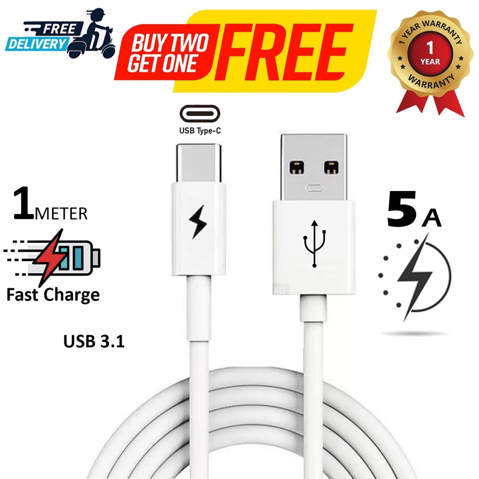 Super Fast USB Type-C Charging Cable & Data Sync Lead For All Models ...