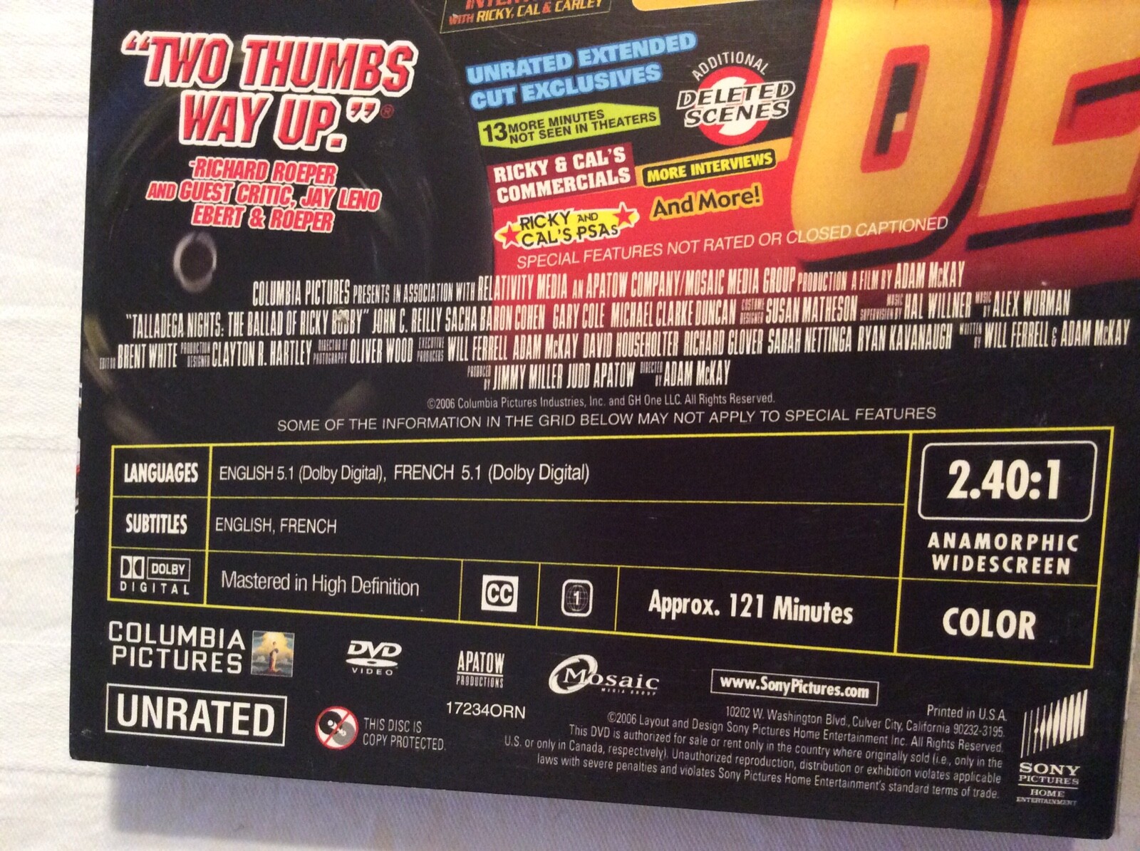 Talladega Nights The Ballad of Ricky Bobby (DVD, 2006, Unrated ...